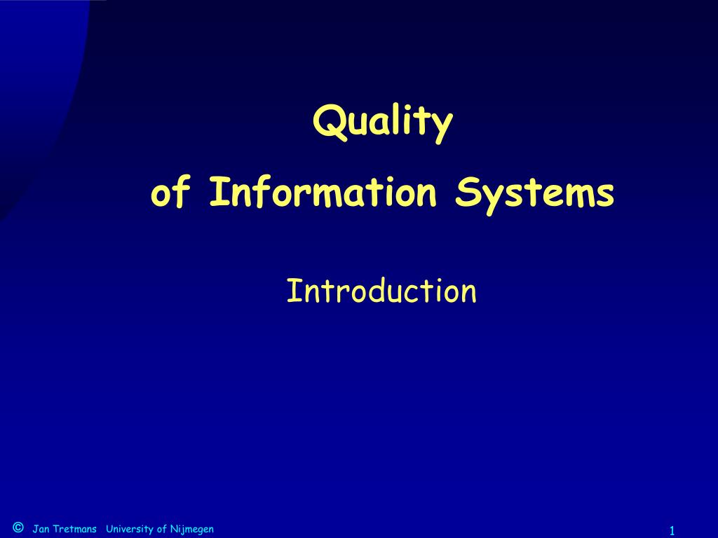 PPT - Quality of Information Systems PowerPoint Presentation, free ...