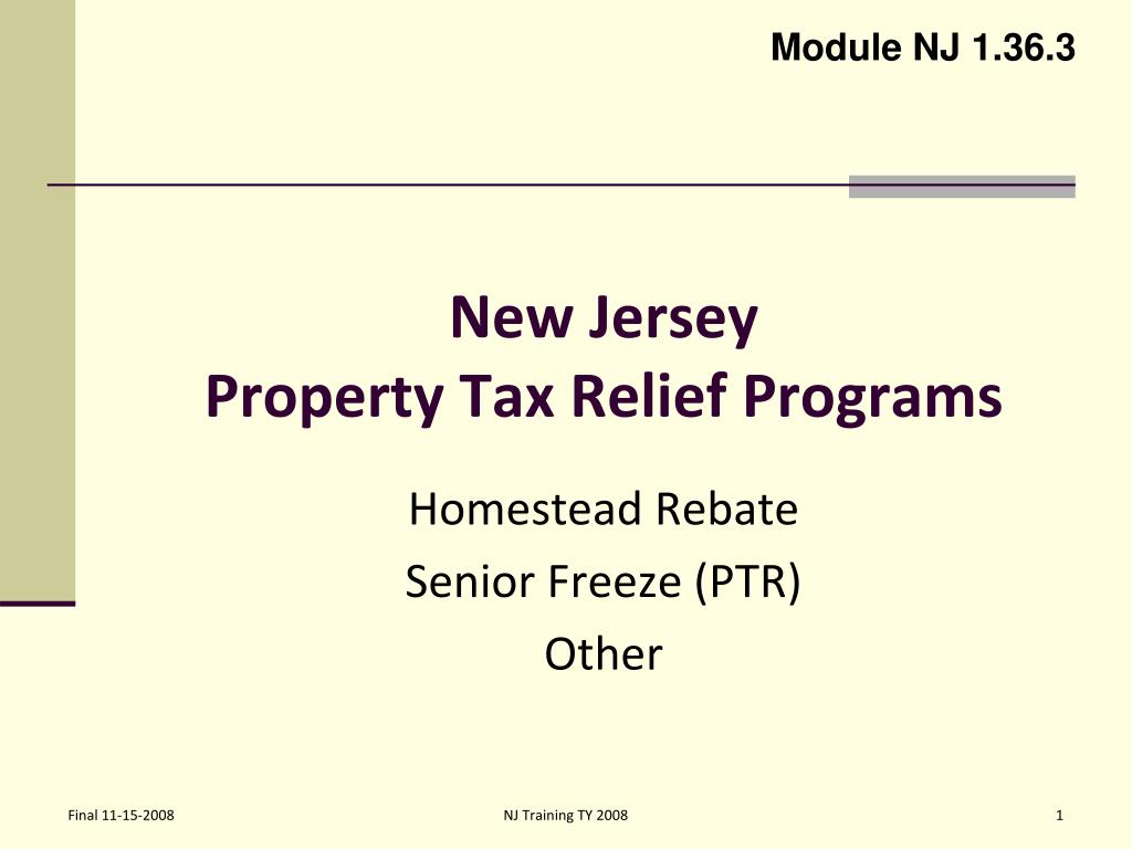 PPT - New Jersey Property Tax Relief Programs PowerPoint Presentation ...