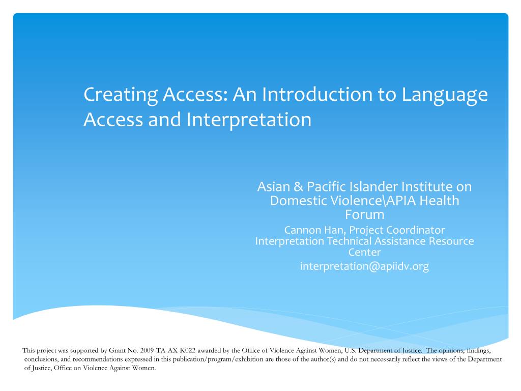 PPT - Creating Access: An Introduction to Language Access and Interpretation PowerPoint ...