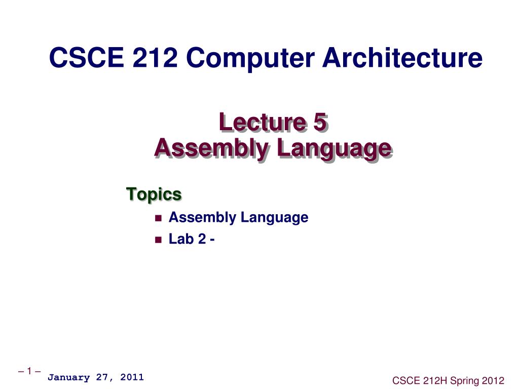 PPT - Lecture 5 Assembly Language PowerPoint Presentation, free ...