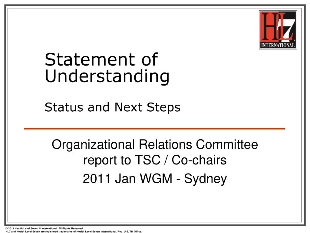 PPT - Statement of Understanding Status and Next Steps PowerPoint ...