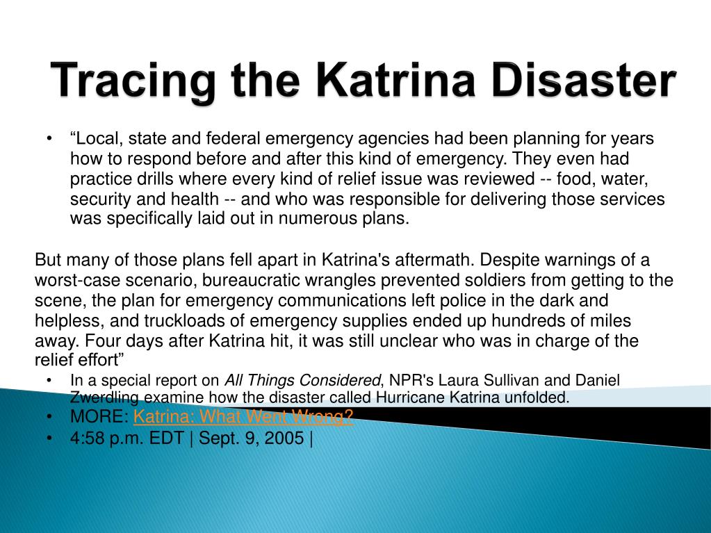 PPT - Tracing the Katrina Disaster: Challenges in Emergency Response ...