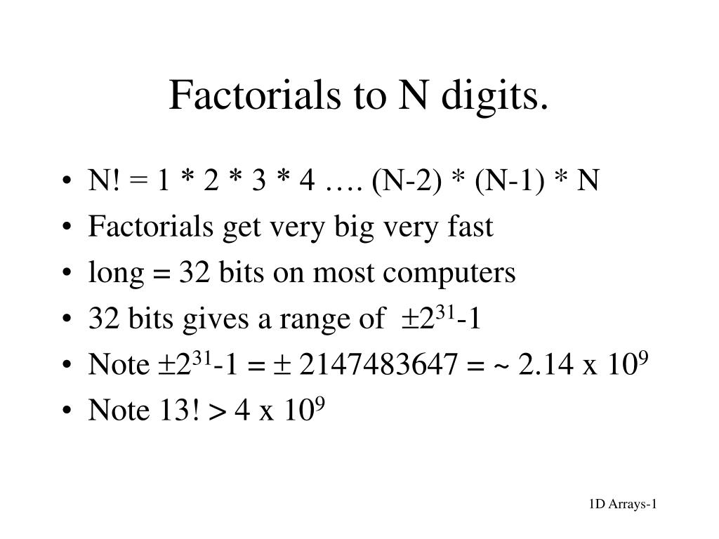 PPT - Factorials to N digits. PowerPoint Presentation, free download ...