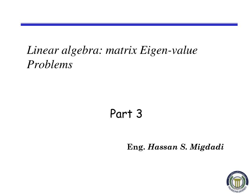 PPT - Linear algebra: matrix Eigen-value Problems PowerPoint Presentation - ID:4477048