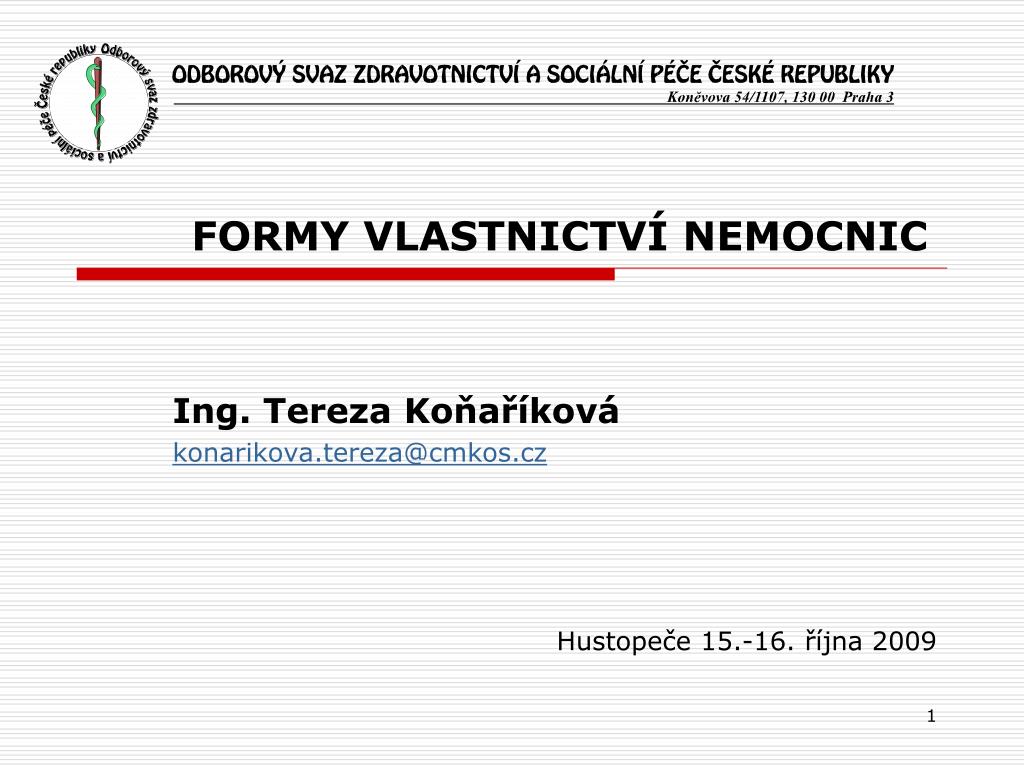 PPT - FORMY VLASTNICTVÍ NEMOCNIC PowerPoint Presentation, free download ...