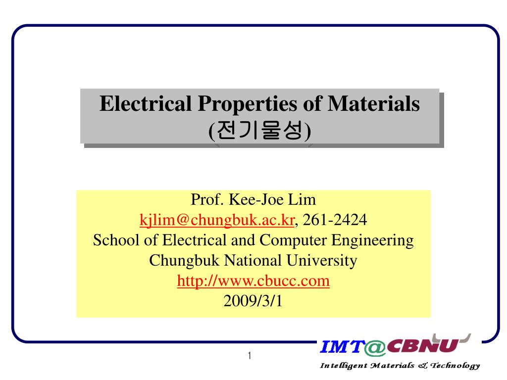 PPT - Electrical Properties of Materials ( 전기물성 ) PowerPoint ...