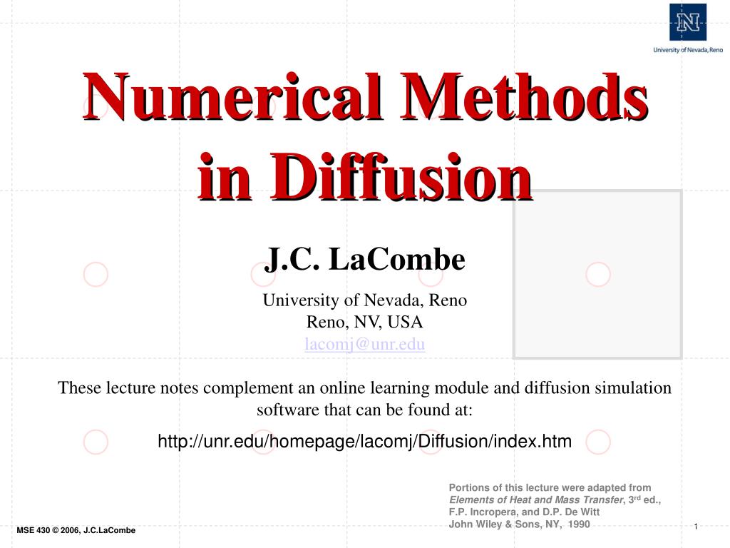 PPT - Numerical Methods in Diffusion PowerPoint Presentation, free ...