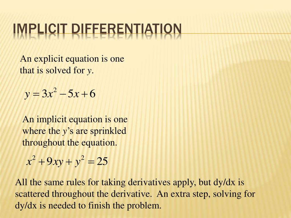 PPT - Implicit Differentiation PowerPoint Presentation, free download ...