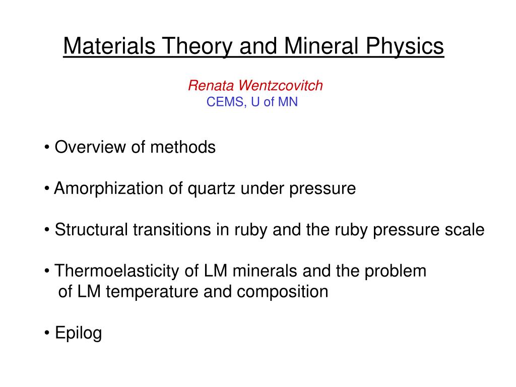 PPT - Materials Theory and Mineral Physics PowerPoint Presentation ...