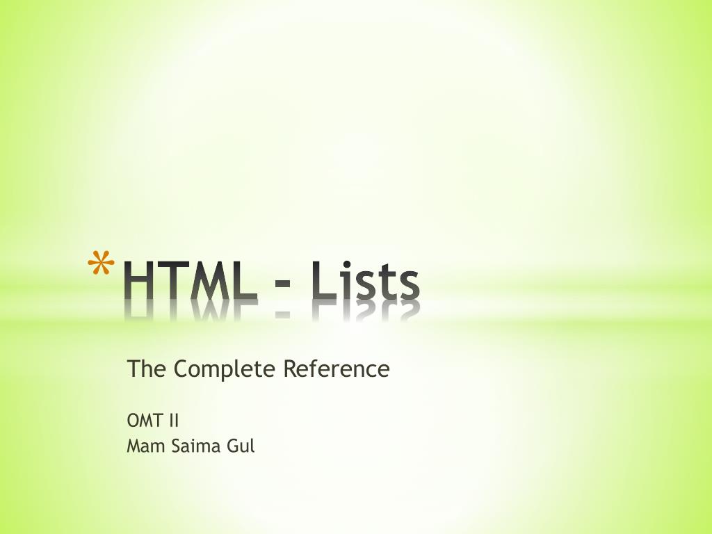 PPT - HTML - Lists PowerPoint Presentation, free download - ID:4502216