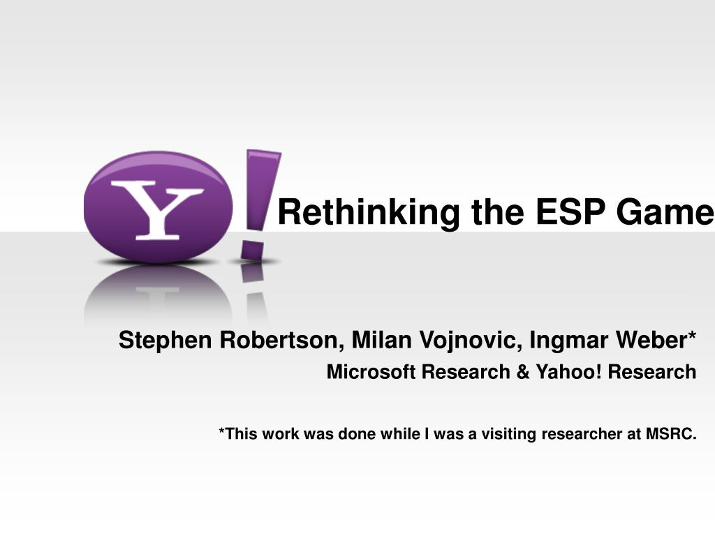 PPT - Rethinking the ESP Game PowerPoint Presentation, free download ...