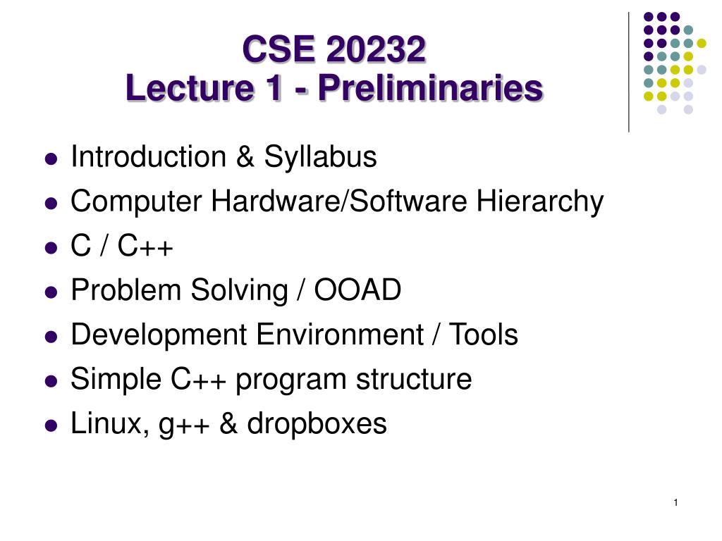 PPT - CSE 20232 Lecture 1 - Preliminaries PowerPoint Presentation, free ...
