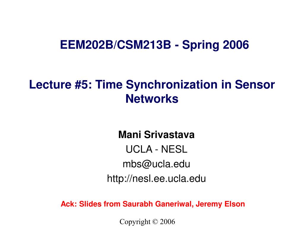 PPT - Lecture #5: Time Synchronization in Sensor Networks PowerPoint ...
