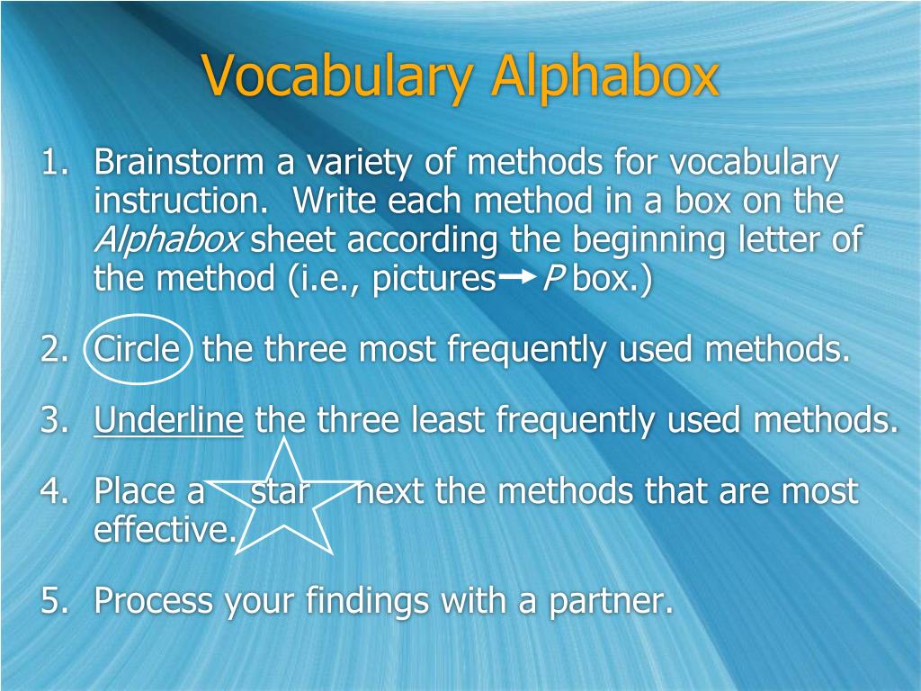PPT - Vocabulary Alphabox PowerPoint Presentation, free download - ID:4566280