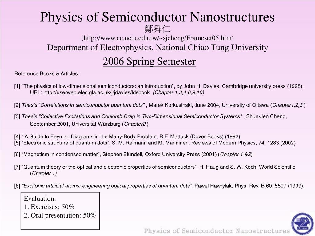 PPT - Physics of Semiconductor Nanostructures PowerPoint Presentation ...