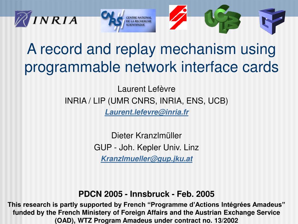PPT - A record and replay mechanism using programmable network ...