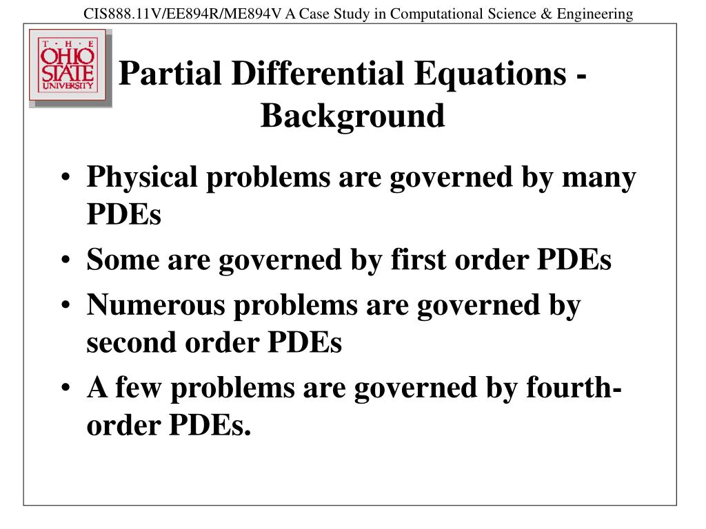 PPT - Partial Differential Equations - Background PowerPoint ...