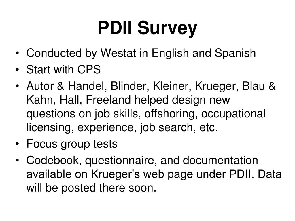 PPT - PDII Survey PowerPoint Presentation, free download - ID:4574594