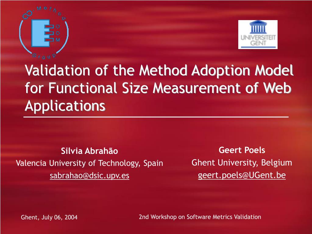 Ppt Validation Of The Method Adoption Model For Functional Size Measurement Of Web