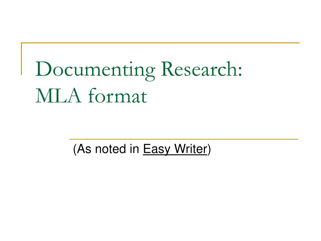 PPT - Documenting Research: MLA format PowerPoint Presentation, free ...