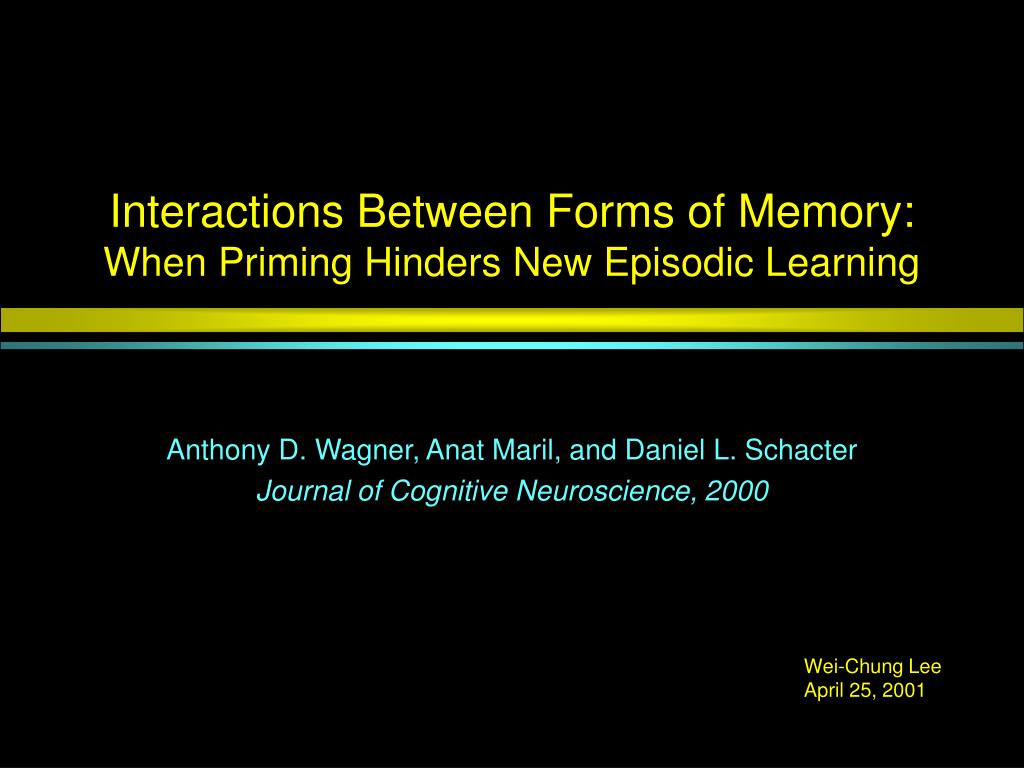 PPT - Interactions Between Forms of Memory: When Priming Hinders New Episodic Learning ...