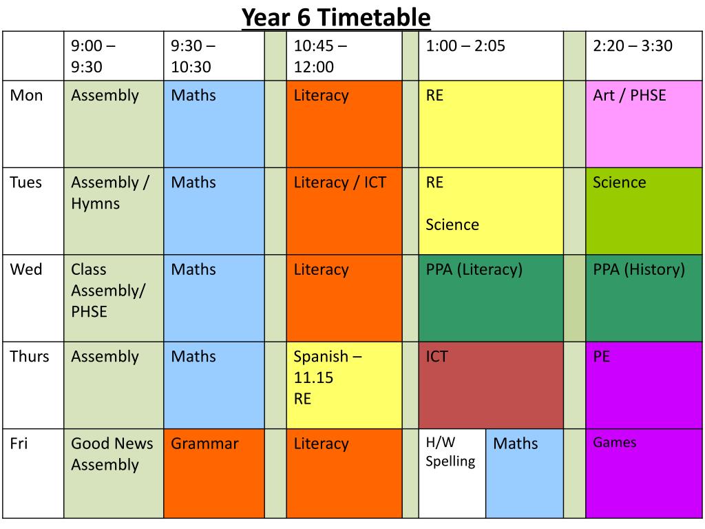 PPT - Comprehensive Year 6 Timetable for Effective Learning and ...