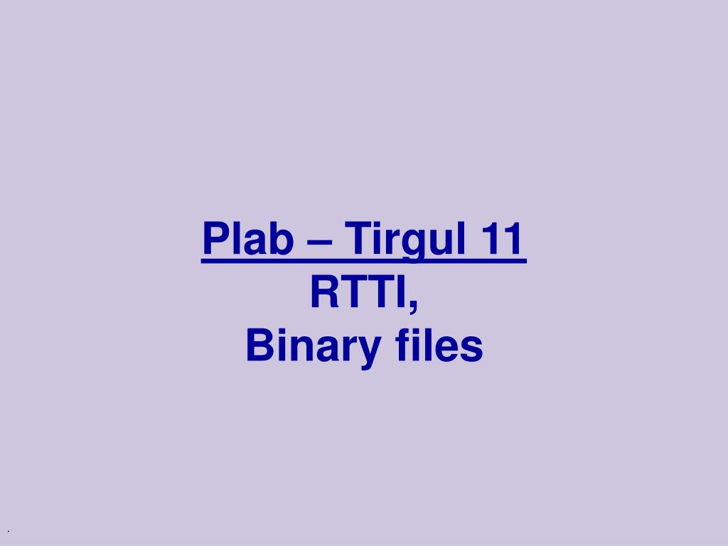 PPT - Plab – Tirgul 11 RTTI, Binary files PowerPoint Presentation, free download - ID:4596118