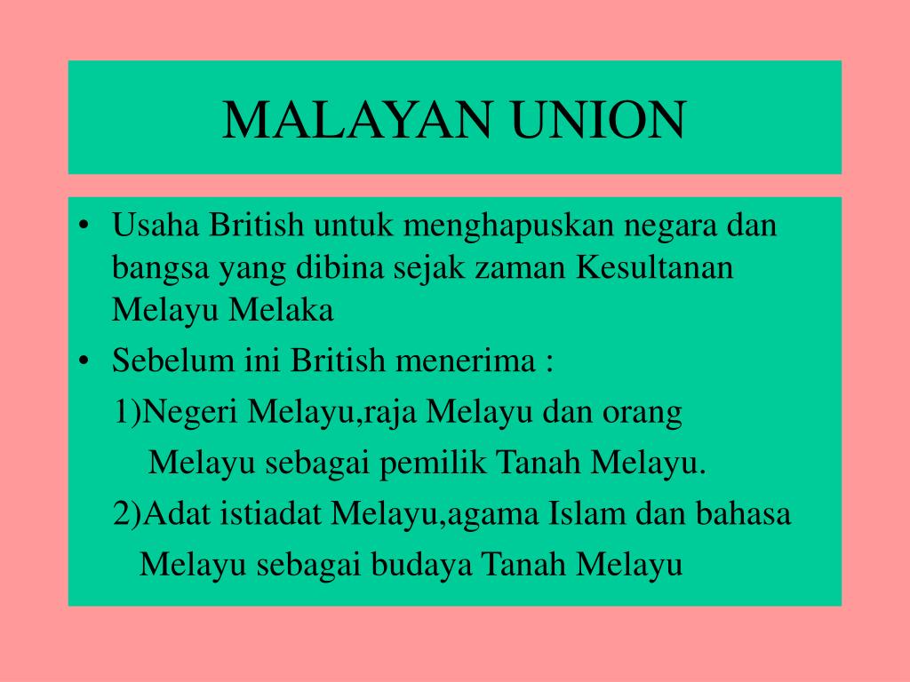 PPT - MALAYAN UNION PowerPoint Presentation, free download - ID:4597252