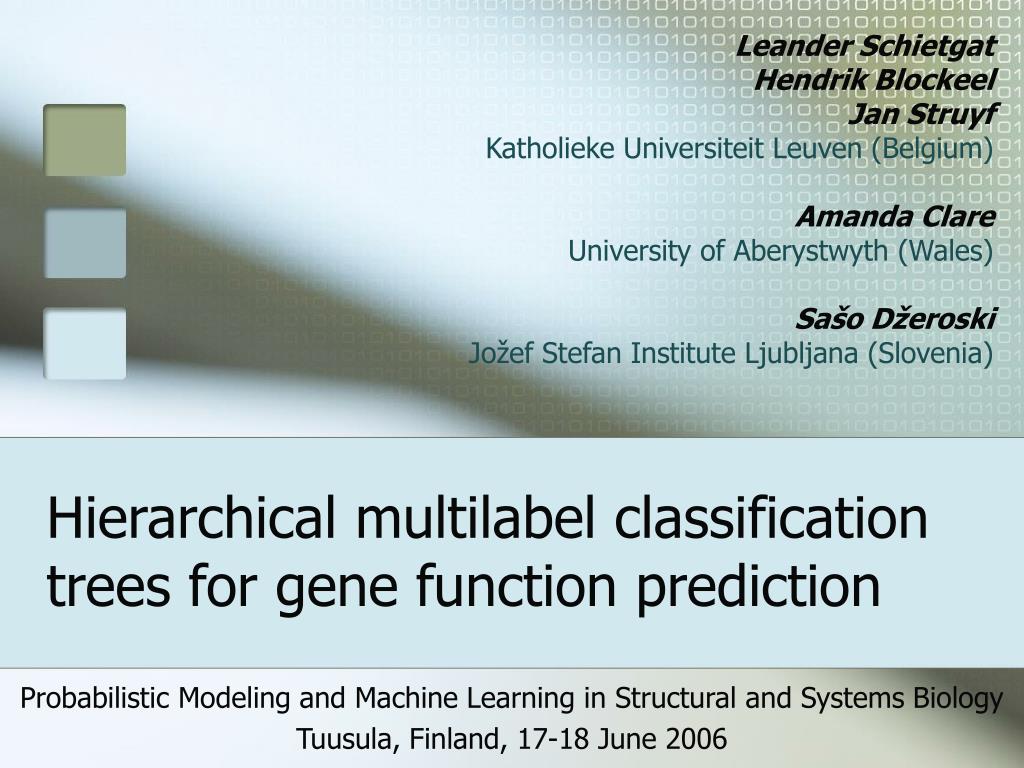 PPT - Hierarchical multilabel classification trees for gene function ...