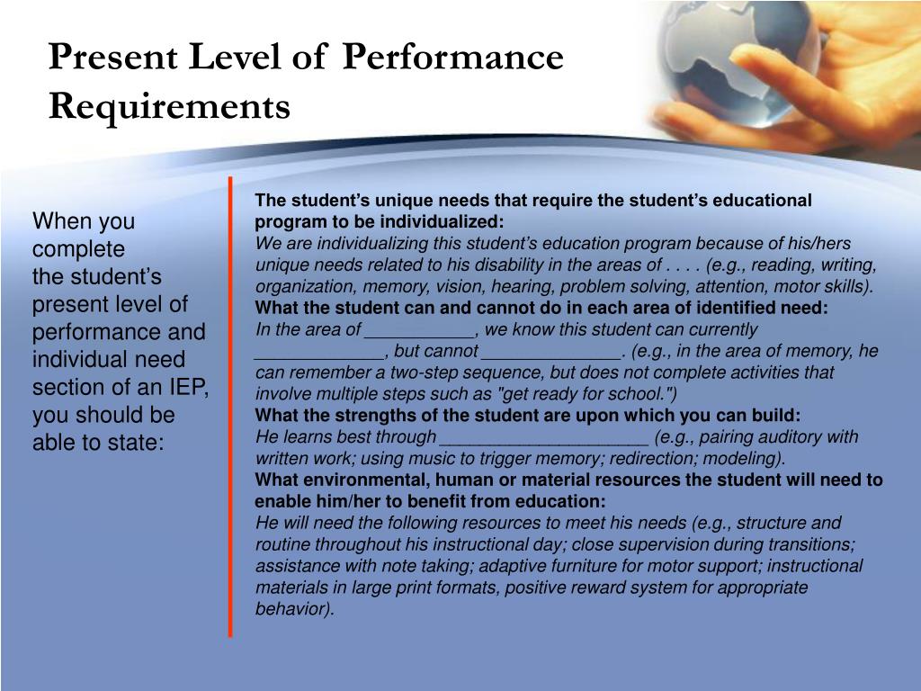PPT - Present Level of Performance Requirements PowerPoint Presentation ...