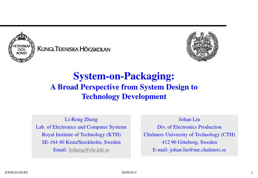 PPT - System-on-Packaging: A Broad Perspective from System Design to ...