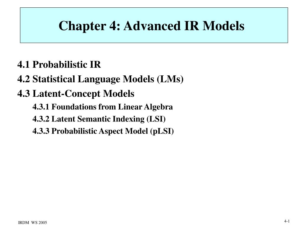 PPT - Chapter 4: Advanced IR Models PowerPoint Presentation, free ...
