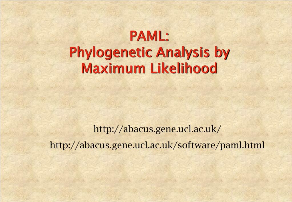 PPT - PAML: Phylogenetic Analysis by Maximum Likelihood PowerPoint ...