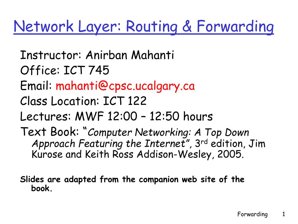 PPT - Network Layer: Routing & Forwarding PowerPoint Presentation - ID ...