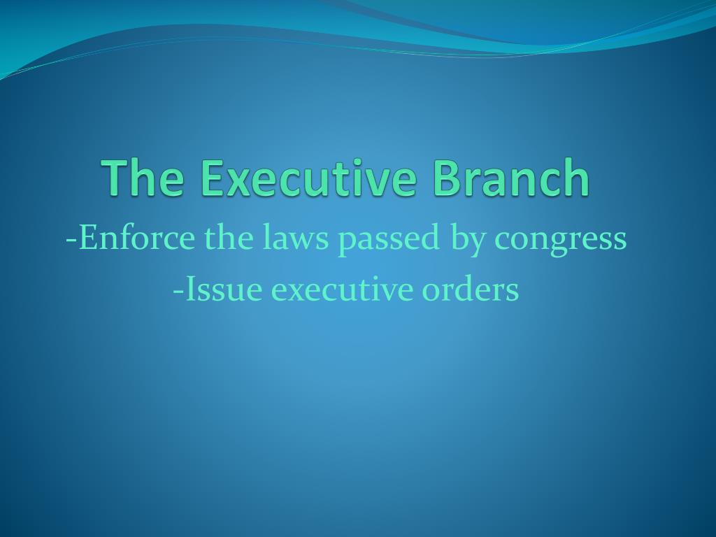 PPT - The Role of the Executive Branch: Law Enforcement and Executive ...