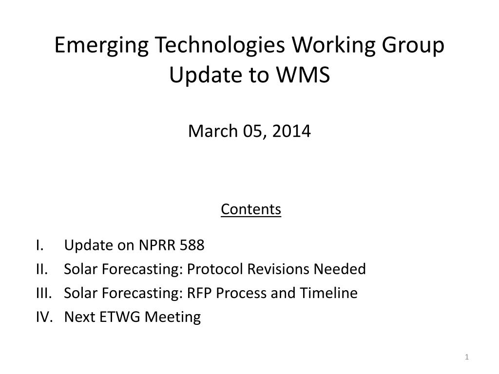 PPT - Emerging Technologies Working Group Update to WMS PowerPoint ...