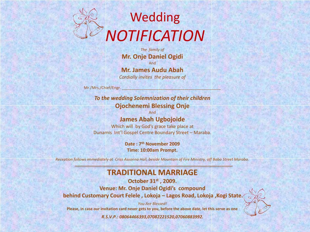 PPT - Wedding NOTIFICATION PowerPoint Presentation, free download - ID ...