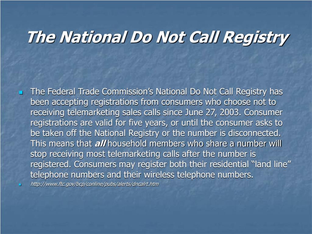 PPT - The National Do Not Call Registry PowerPoint Presentation, free ...