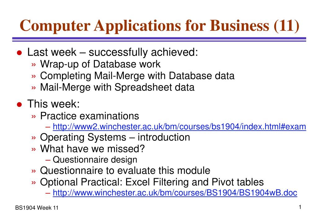 PPT - Computer Applications for Business (11) PowerPoint Presentation ...