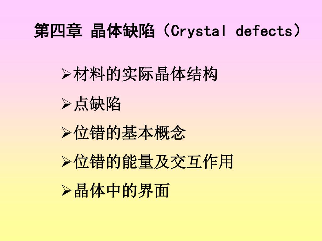PPT - 第四章 晶体缺陷（ Crystal defects ） PowerPoint Presentation - ID:4674599
