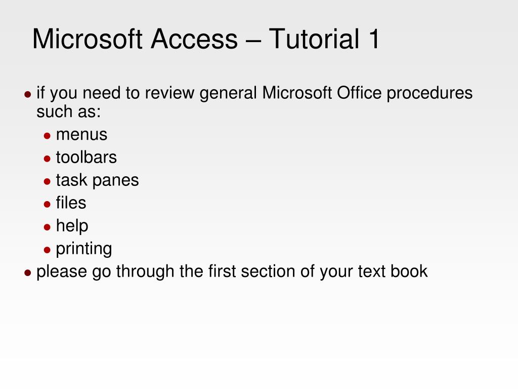 PPT - Microsoft Access – Tutorial 1 PowerPoint Presentation, free ...