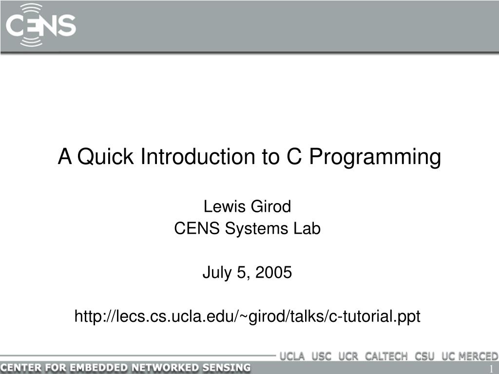 PPT - A Quick Introduction to C Programming PowerPoint Presentation ...