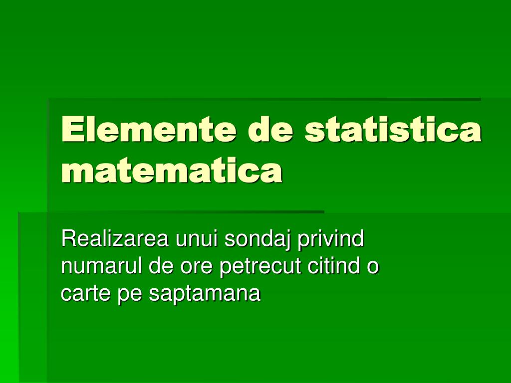 PPT - Elemente de statistica matematica PowerPoint Presentation, free ...