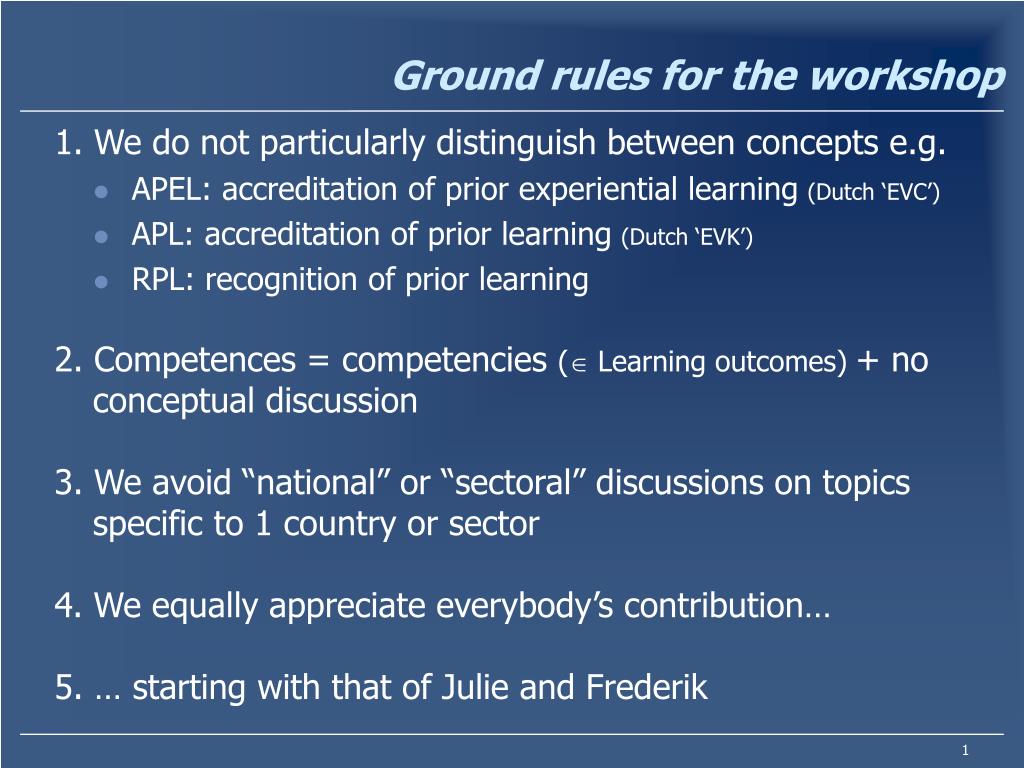 PPT - Ground rules for the workshop PowerPoint Presentation, free ...