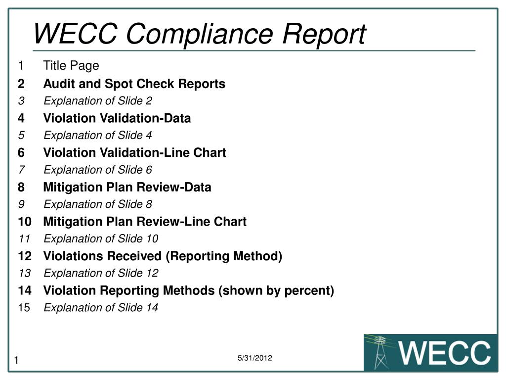 PPT - WECC Compliance Report PowerPoint Presentation, free download ...