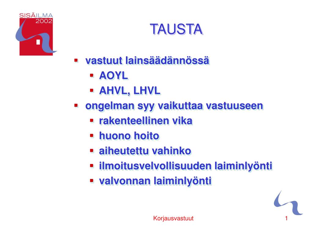 PPT - TAUSTA PowerPoint Presentation, free download - ID:4696141