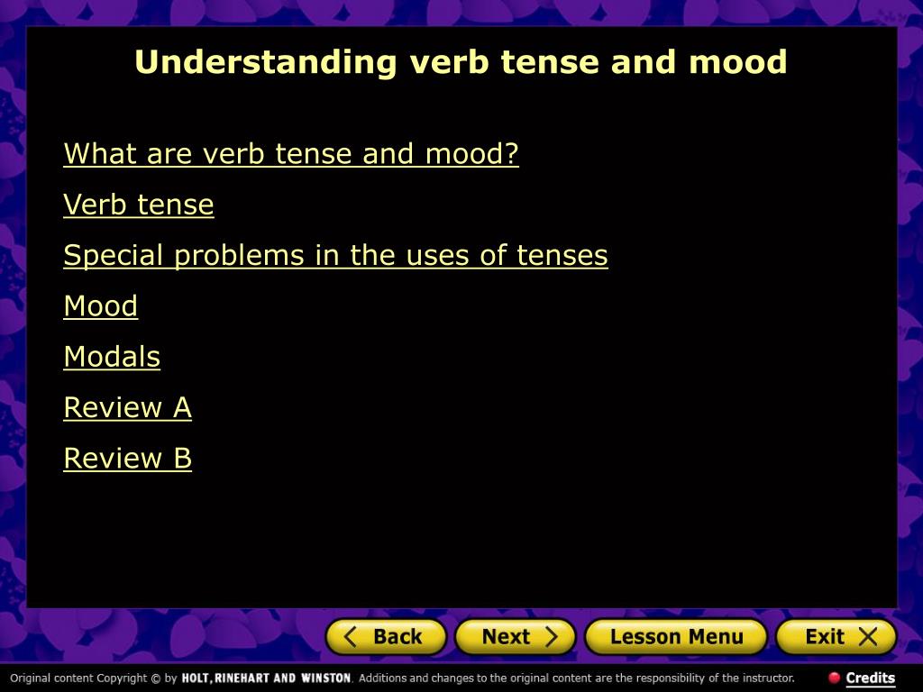 PPT - Understanding verb tense and mood PowerPoint Presentation, free ...