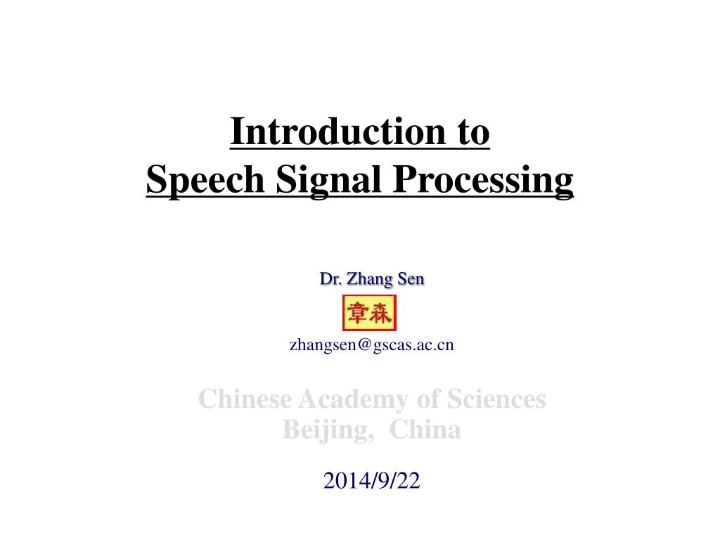 PPT - Introduction to Speech Signal Processing PowerPoint Presentation ...