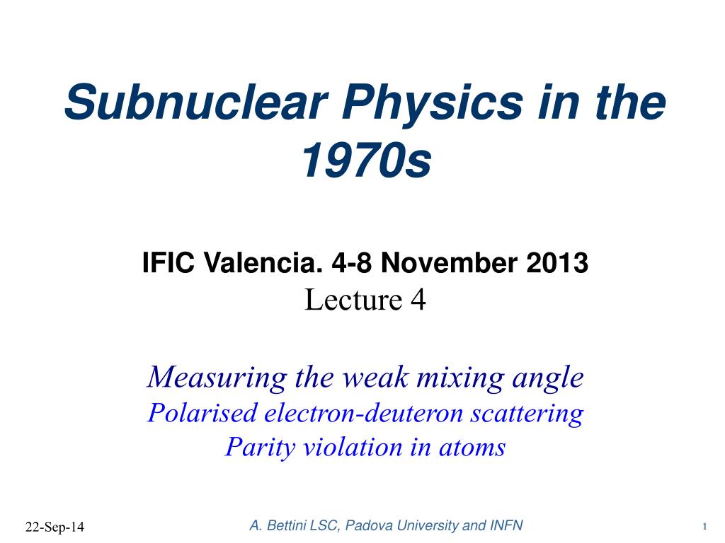 PPT - Subnuclear Physics in the 1970s PowerPoint Presentation, free ...