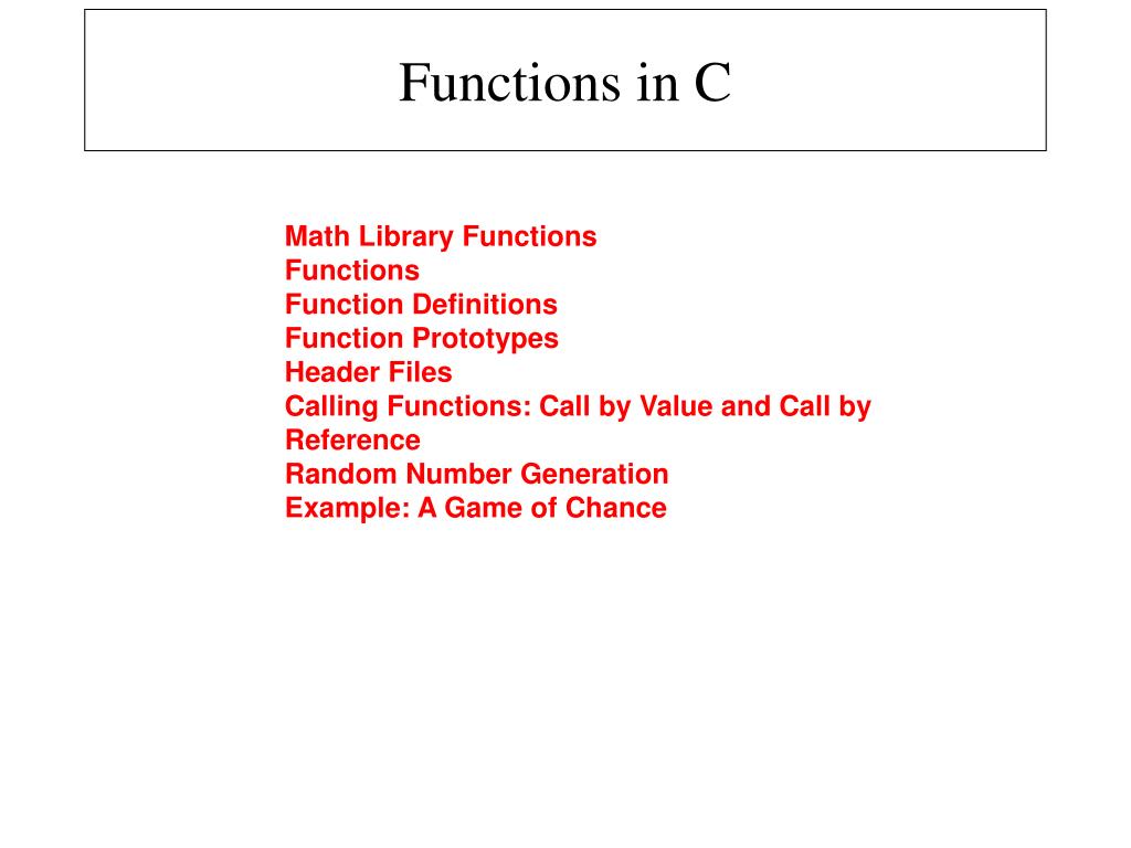 PPT - Functions in C PowerPoint Presentation, free download - ID:4706900